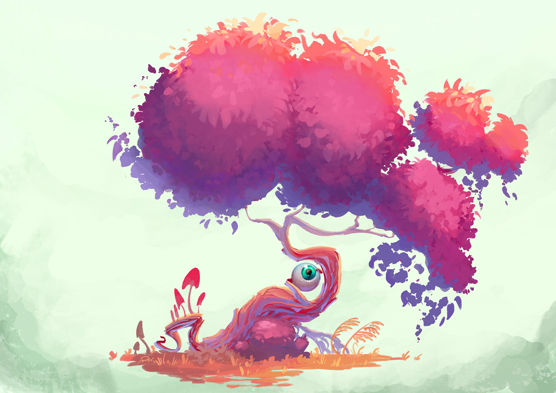 ArtStation - Strange Pinky Tree for Cartoon platformer