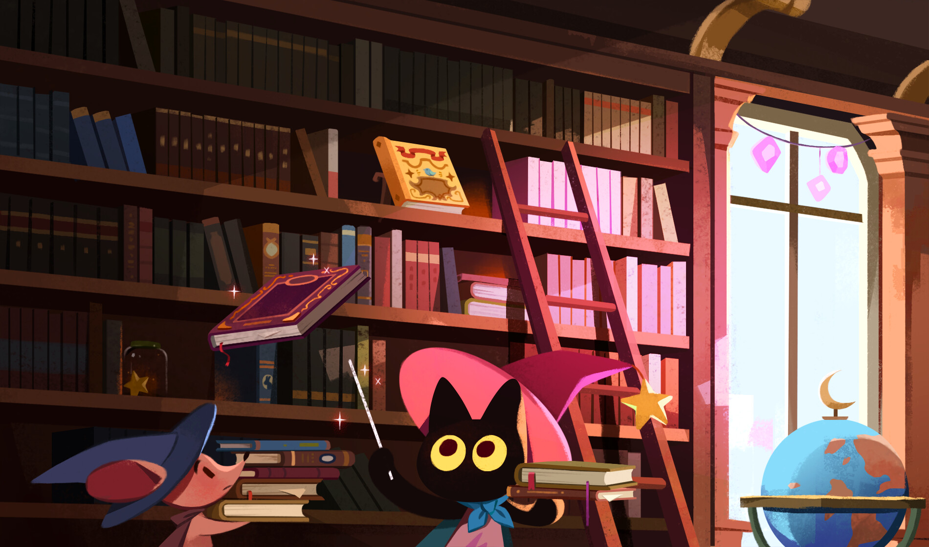 ArtStation - Benjamin Cat & Little Tom in Library