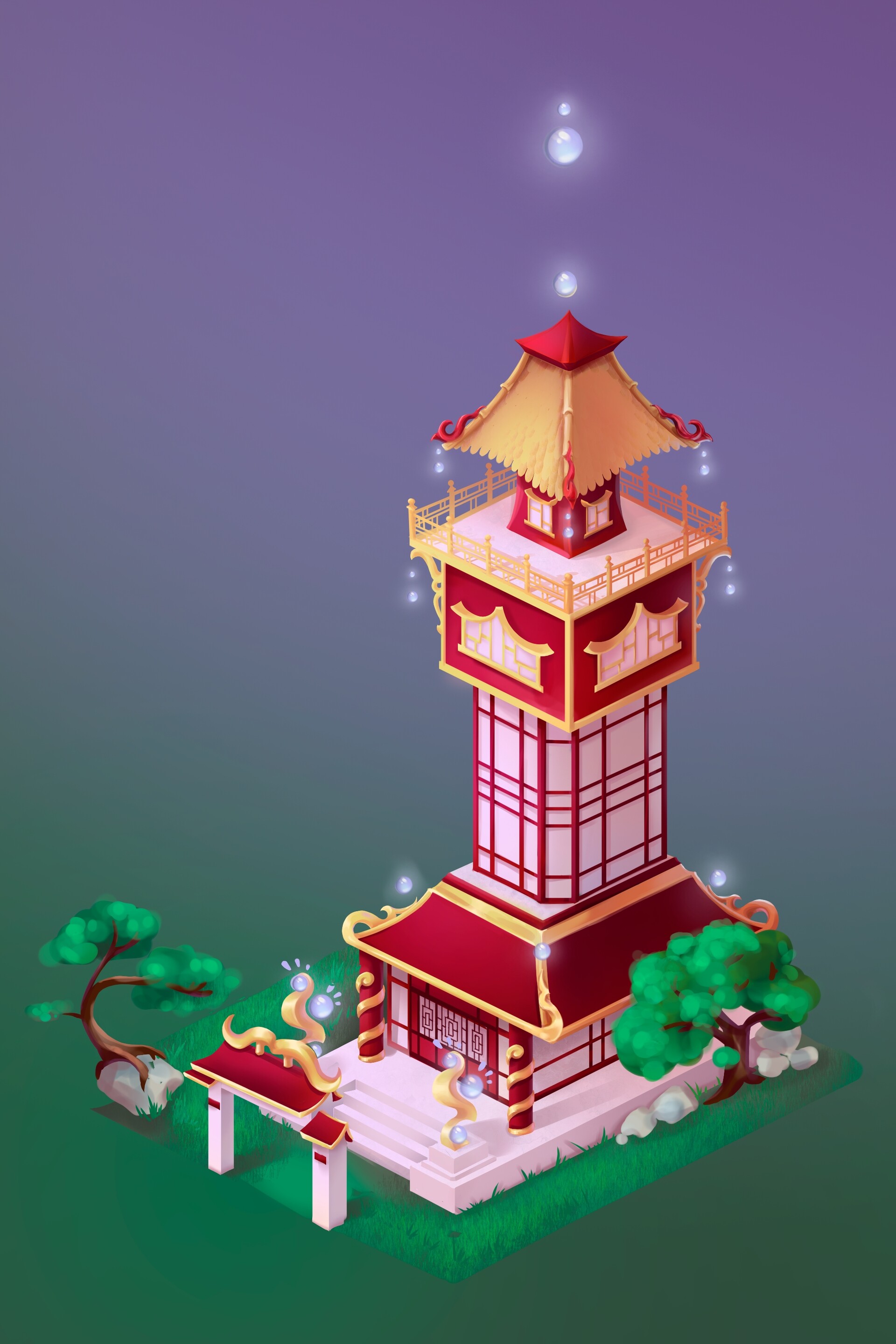 ArtStation - Chinese isometric sanctuary