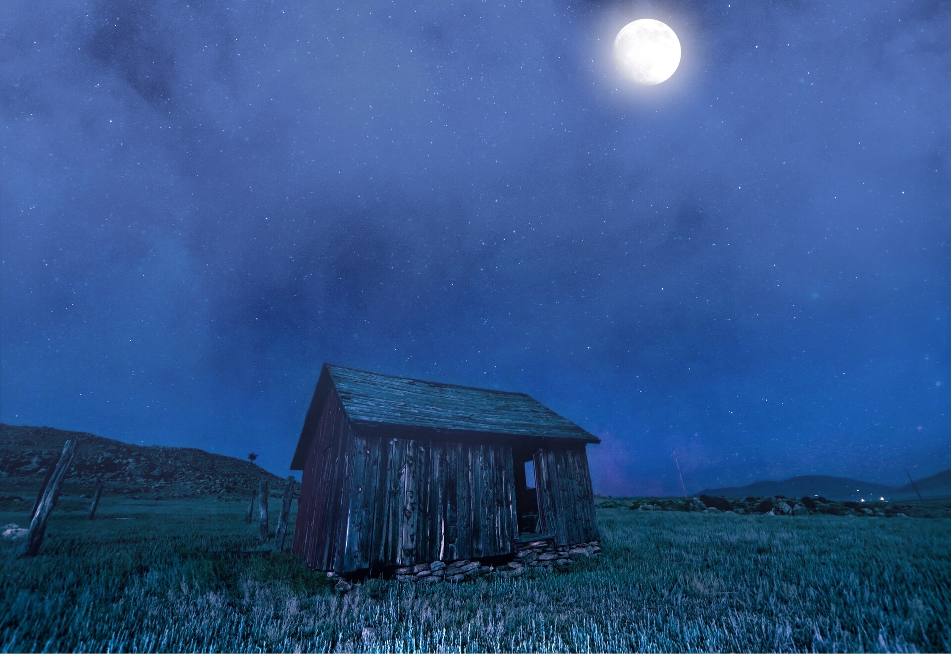 ArtStation - Moonlight by the shack