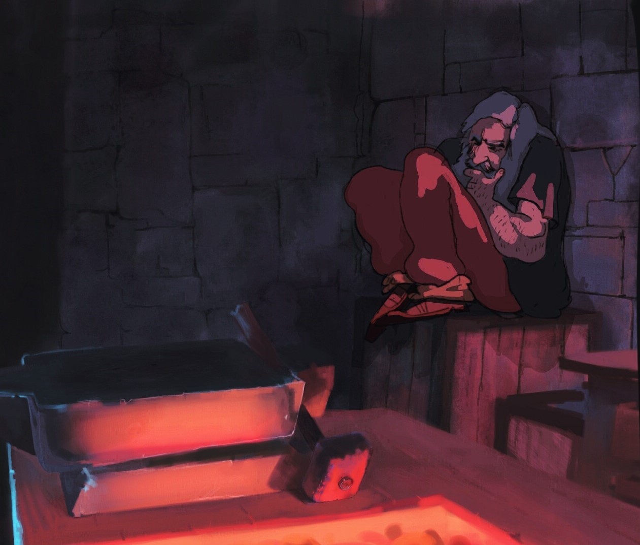 ArtStation - Animation style: Forge at night.