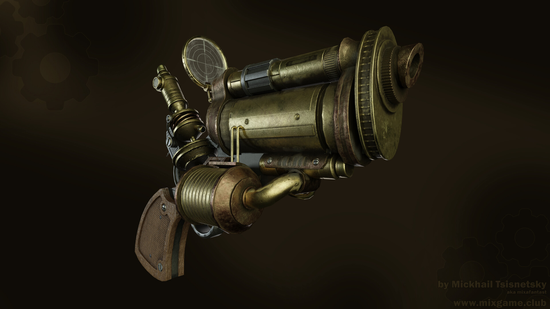 ArtStation - Lowpoly Steampunk gun whith microscope