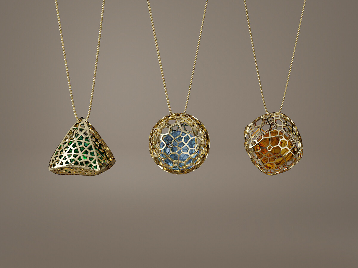 ArtStation - Geometric Pendants - Wireframe Series - Jewelry Design