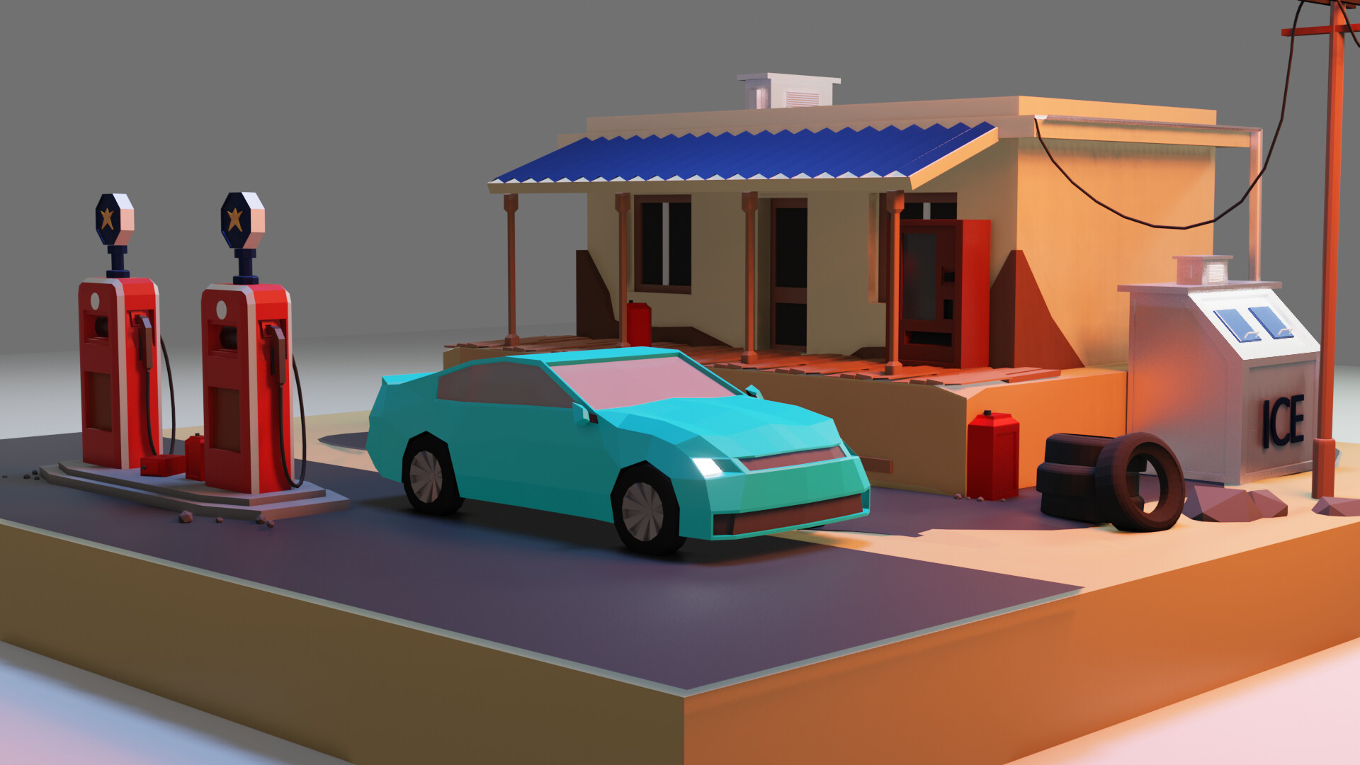 ArtStation - Low Poly Gas Station