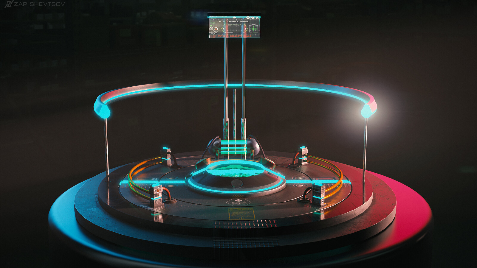 Sergey Shevtsov - Sci-fi cyberpunk Teleport platform (low poly)