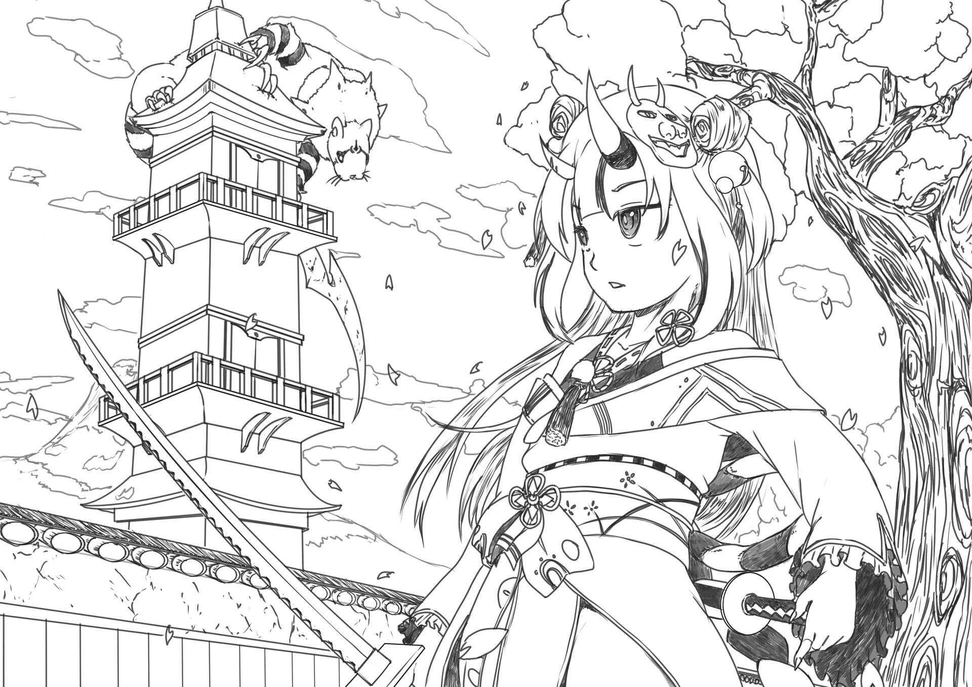 ArtStation - Oni princess VS Kamaitachi