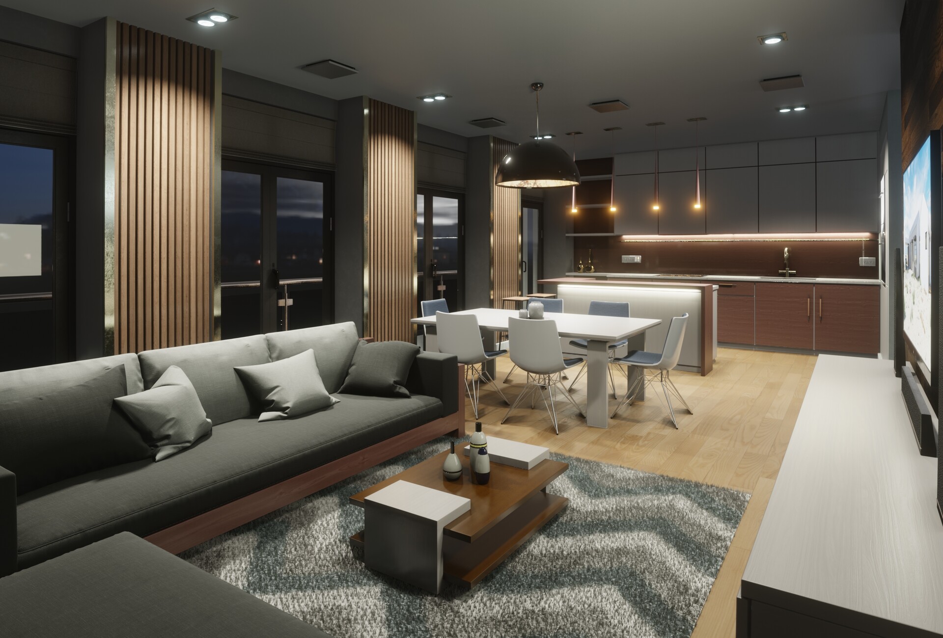 ArtStation - dining room and kitchen, Blender + Eevee Render