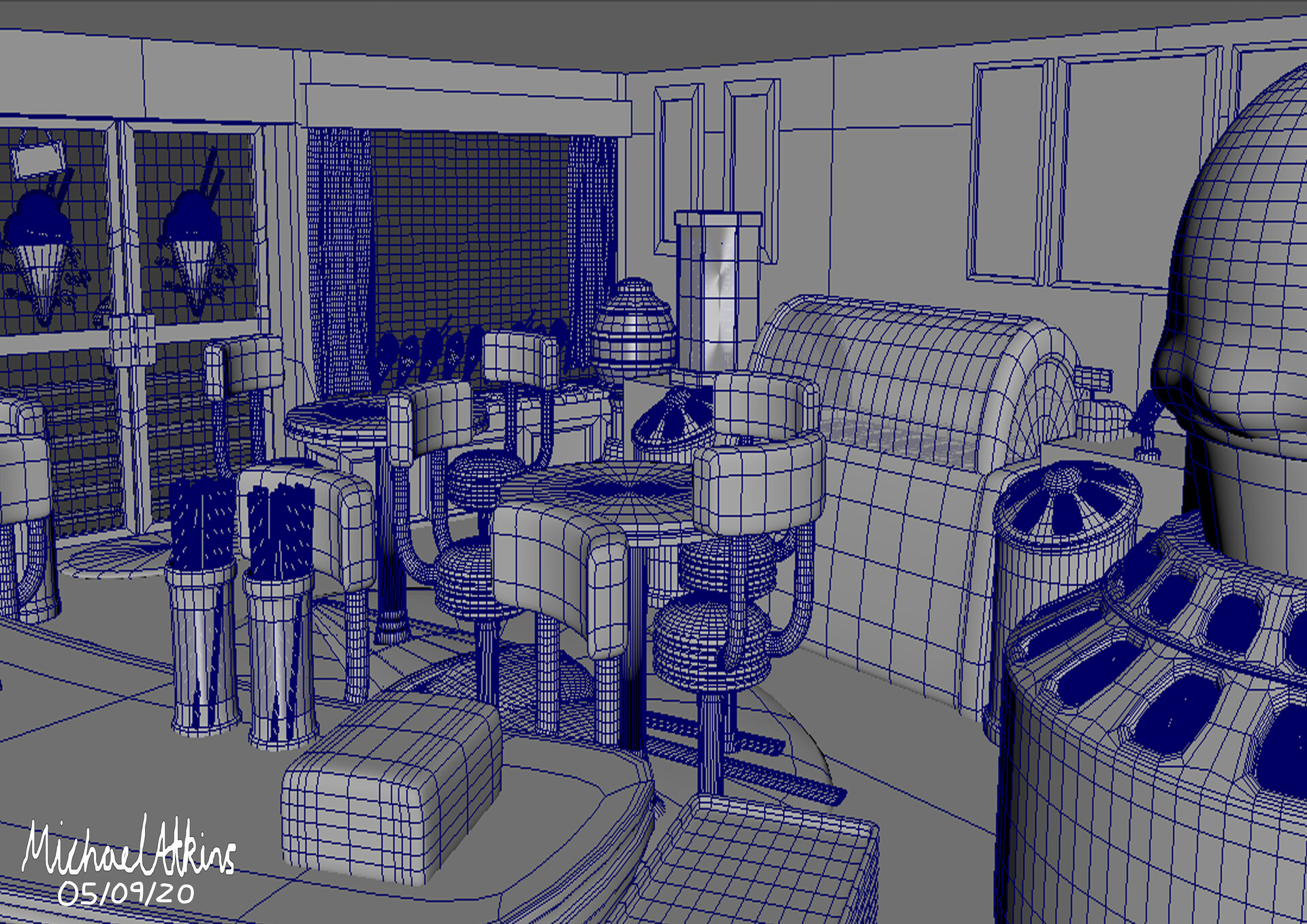 how to draw ice cream parlour