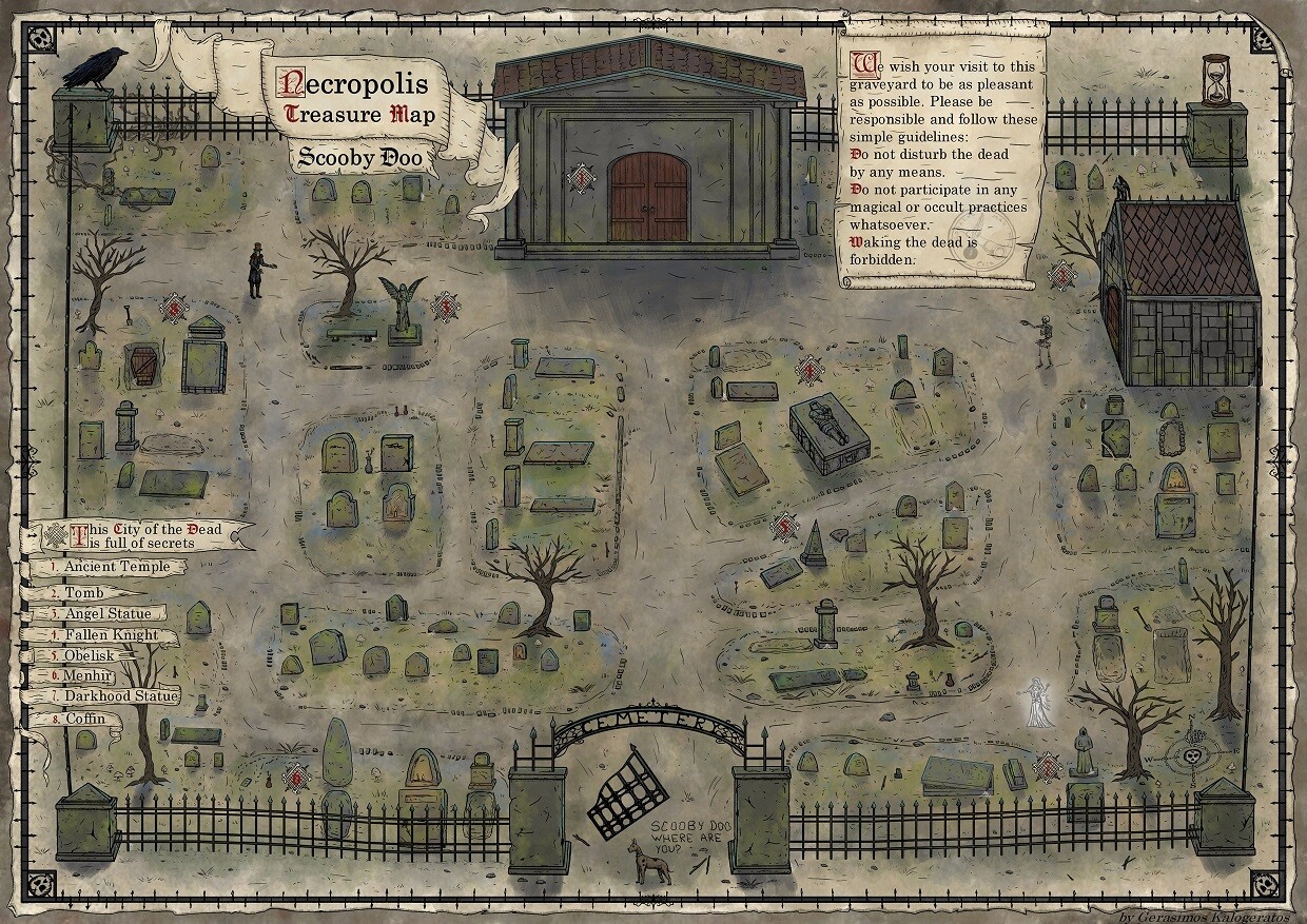 ArtStation - Necropolis treasure map.