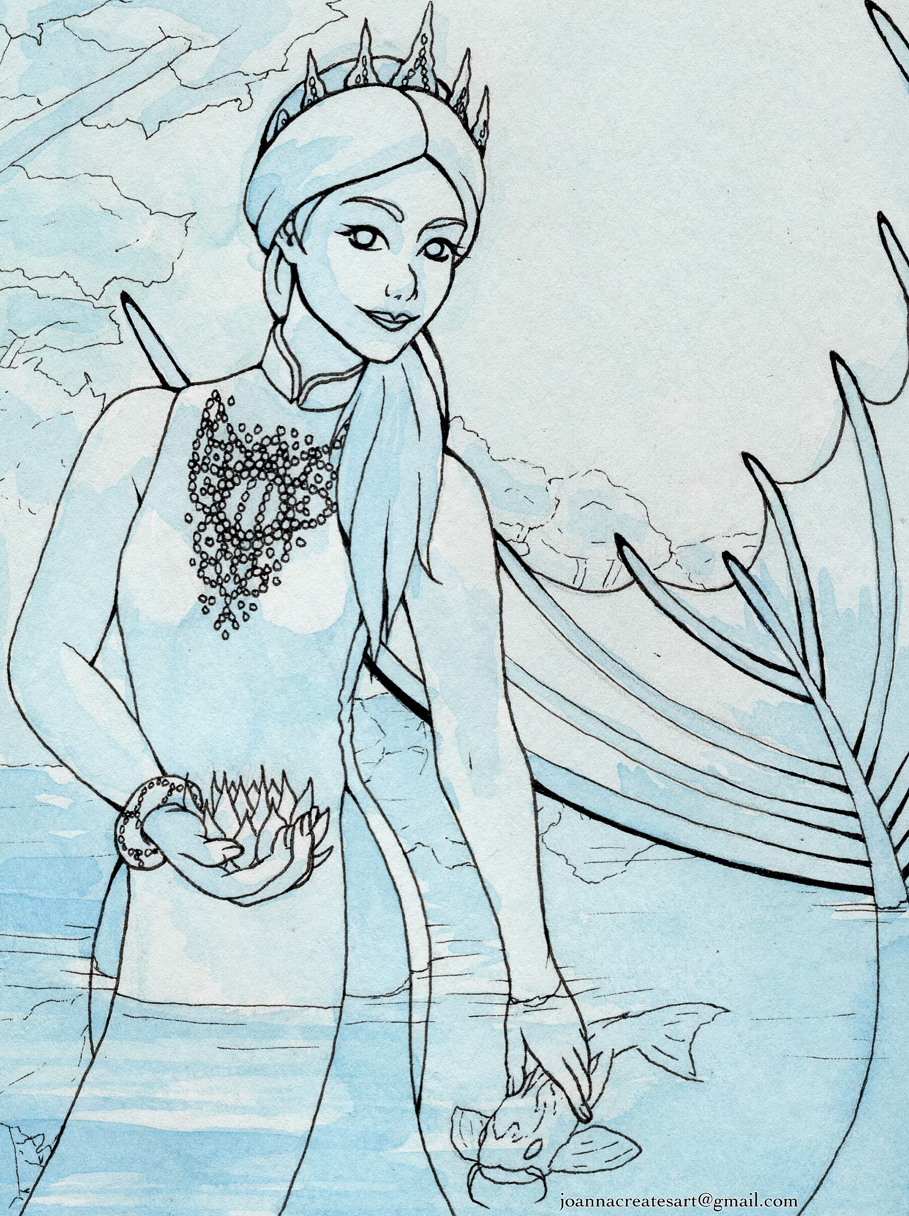 how to draw a water god