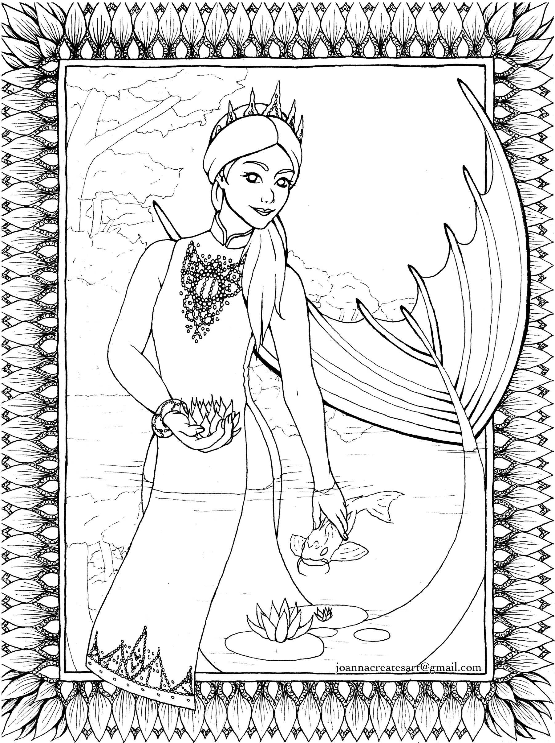 how to draw a water goddess