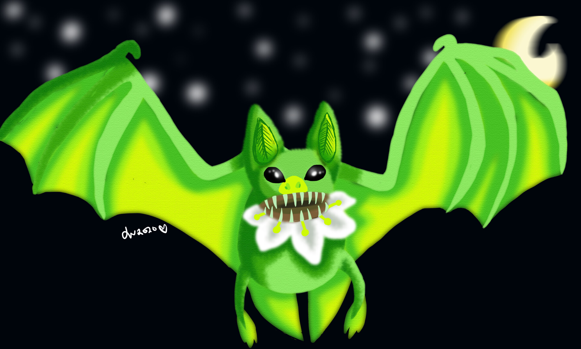 ArtStation - Venus fly trap + vampire bat