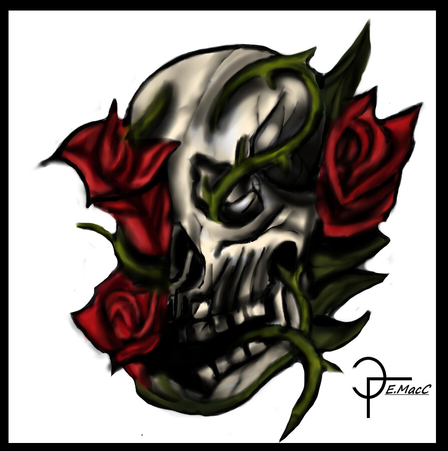 ArtStation - Skull & Roses