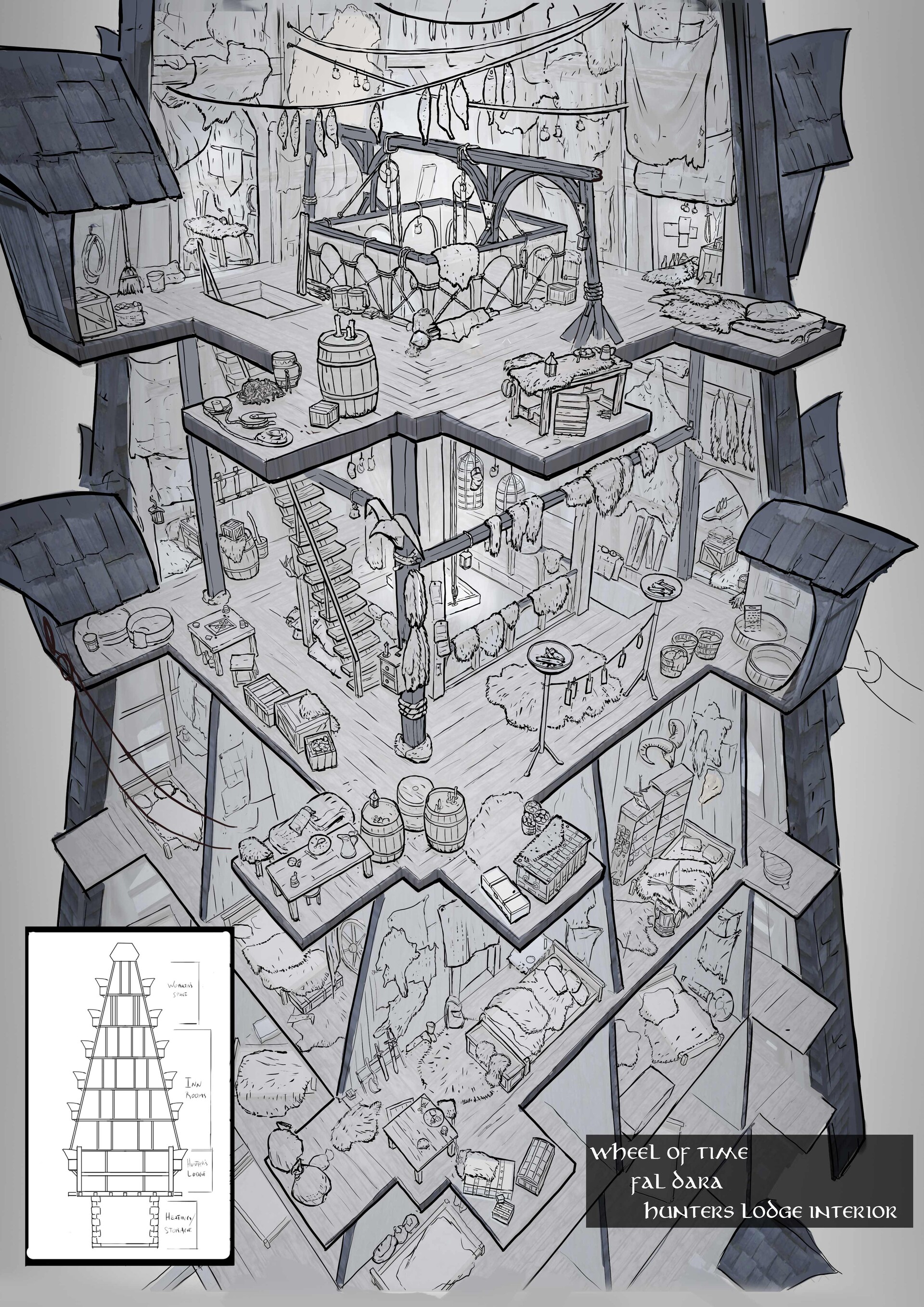 Fortress Meeting Room in Fal Dara Village on Fire Wheel of Time concept ...