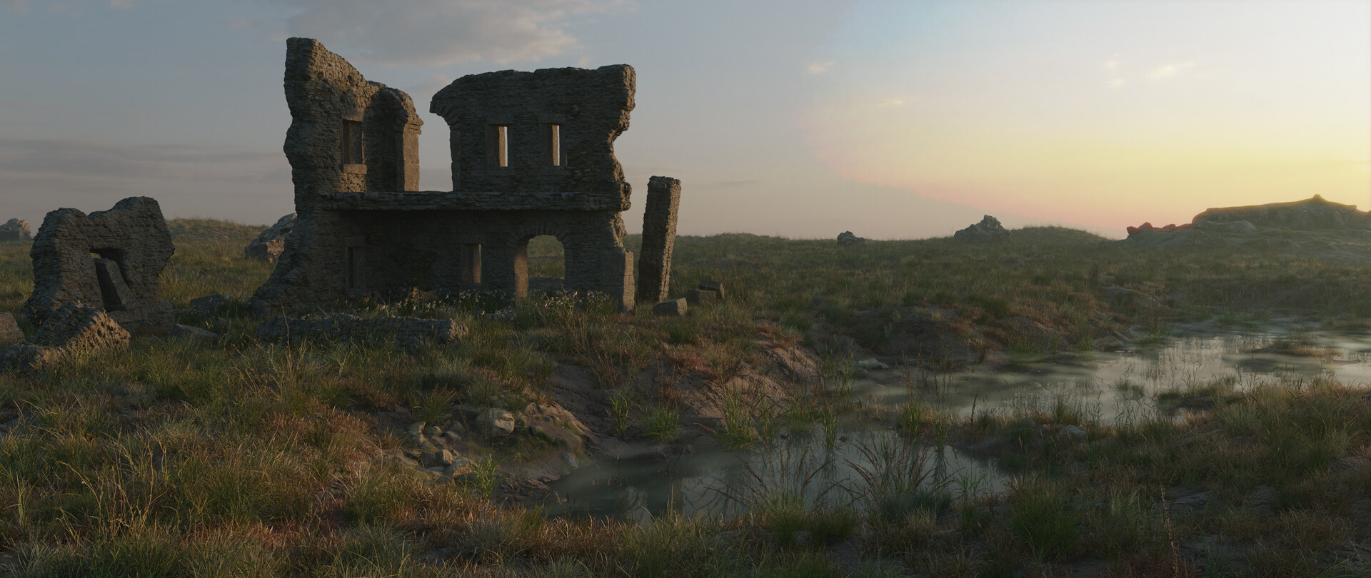 ArtStation - Ruins At Sunset