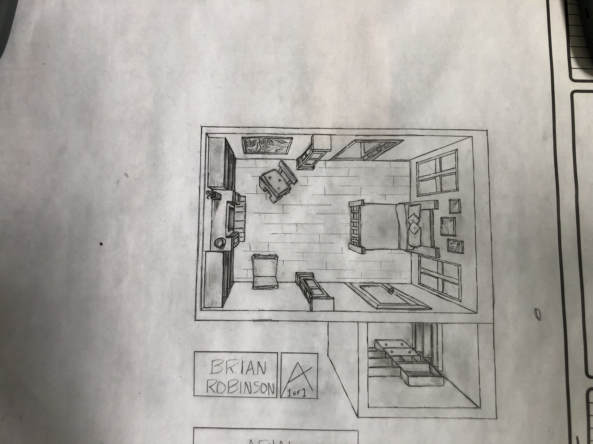 how to draw an aerial view of a room