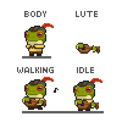 ArtStation - Frog Bard Pixel Art