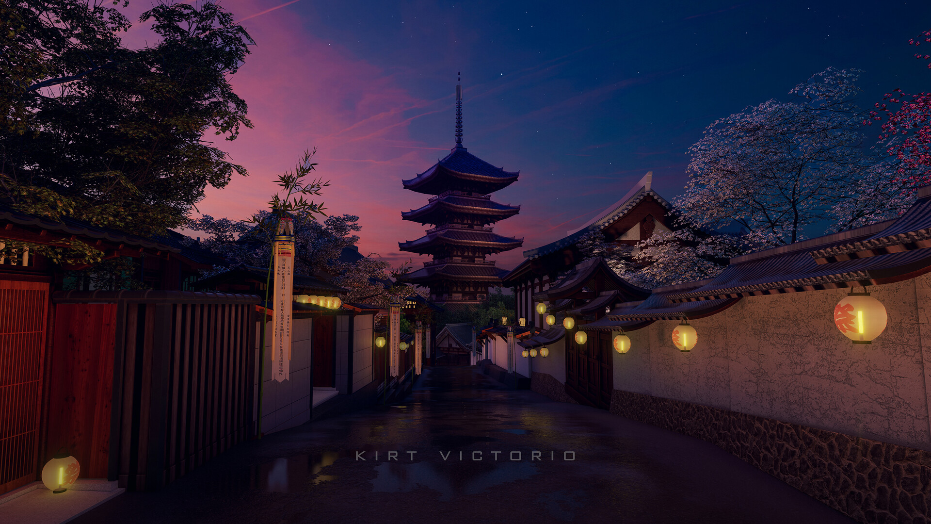 ArtStation - Kyoto Night Scene