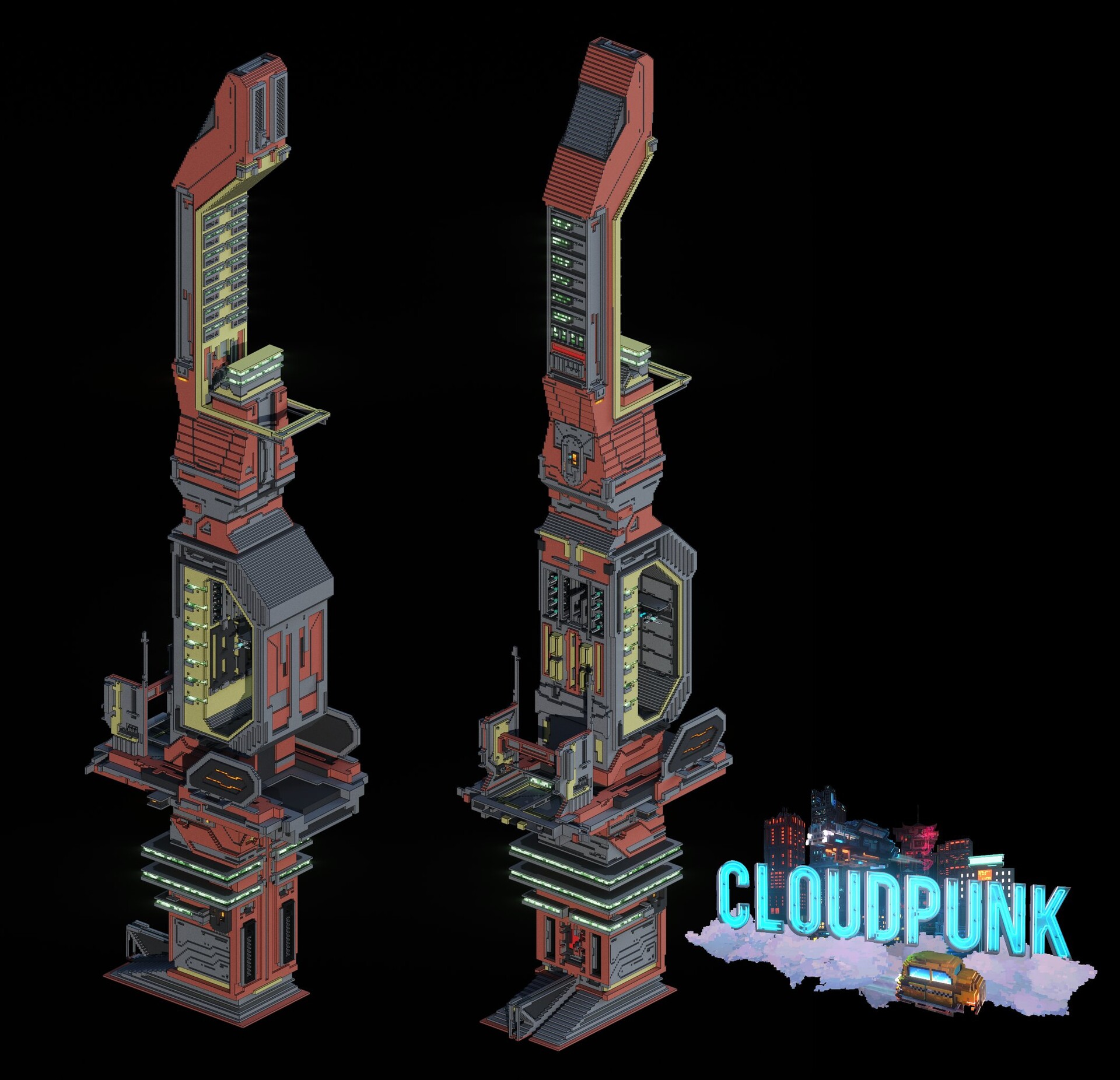 ArtStation - Highrise 02 - Cloudpunk