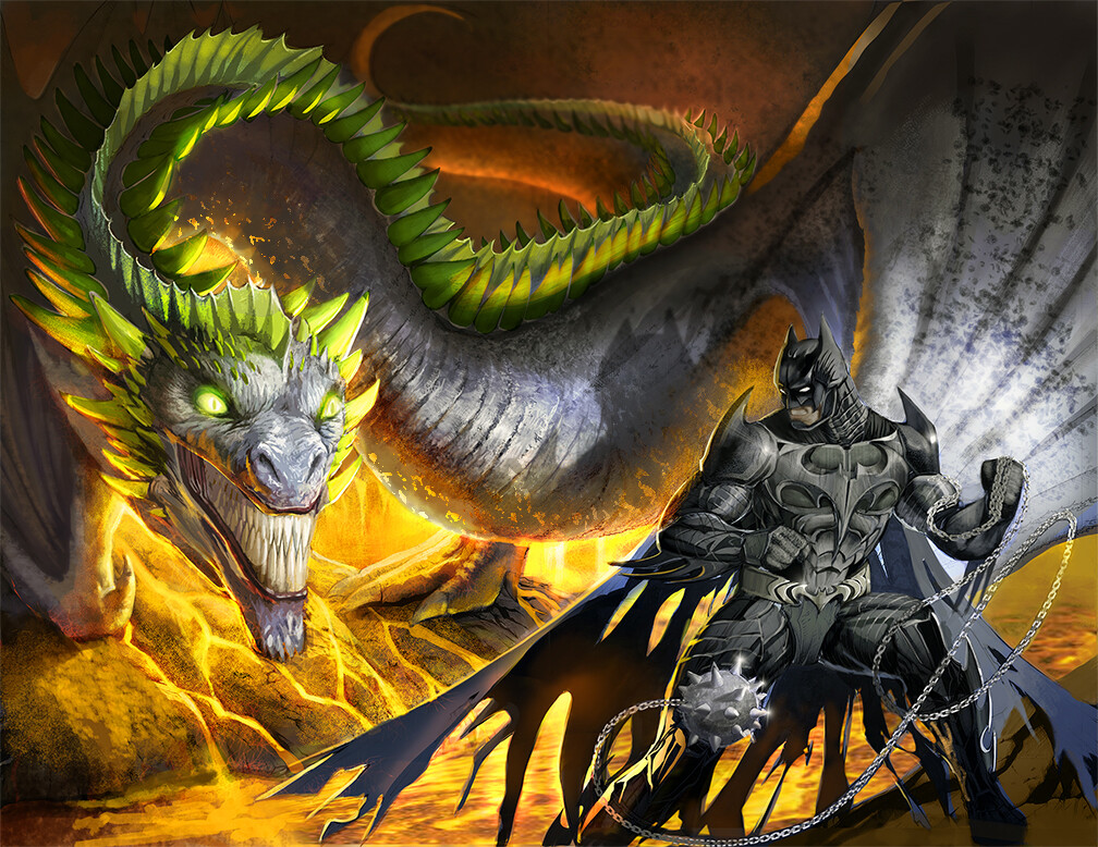how to draw batman dragon art