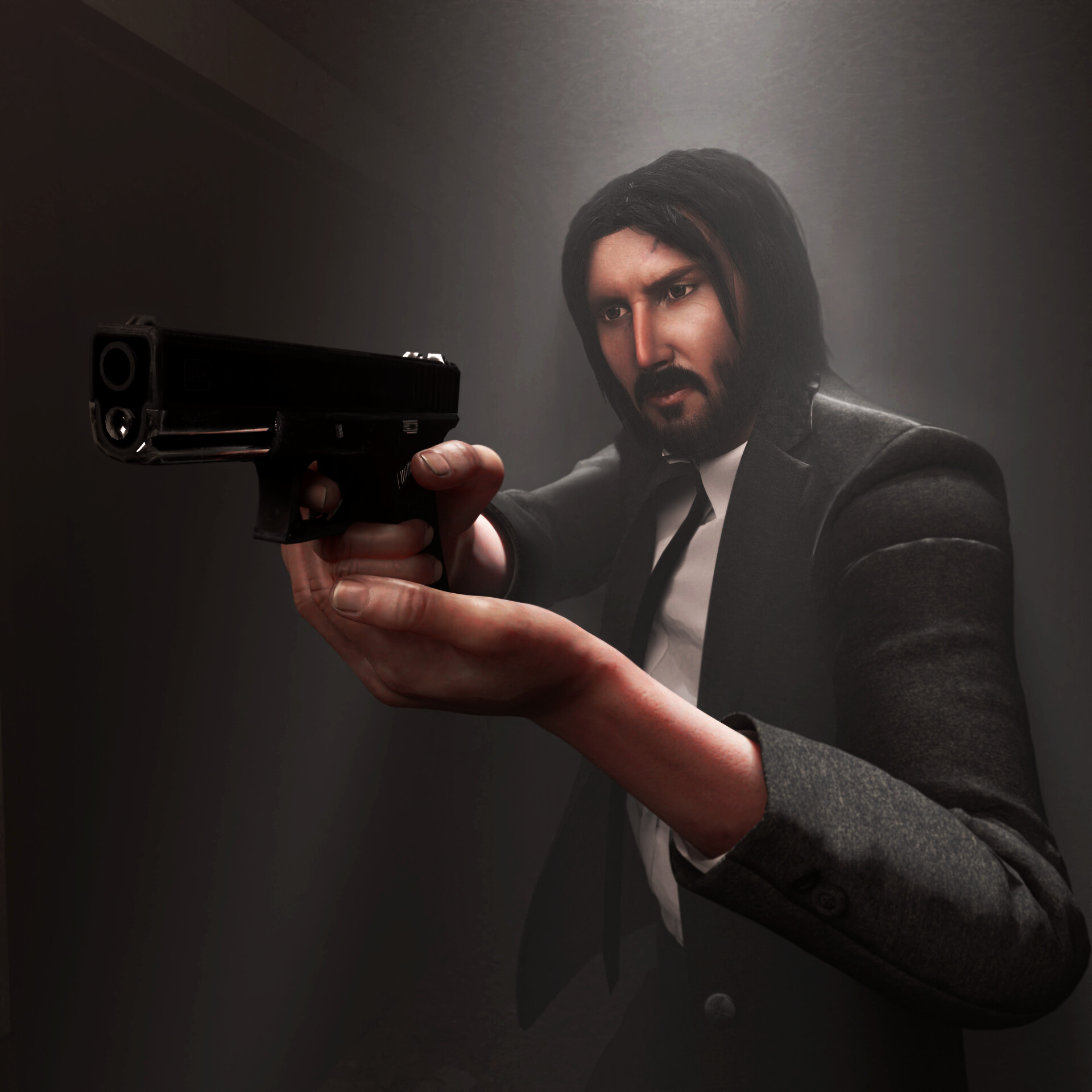 ArtStation - Keanu Reeves - John Wick illustration & Animation