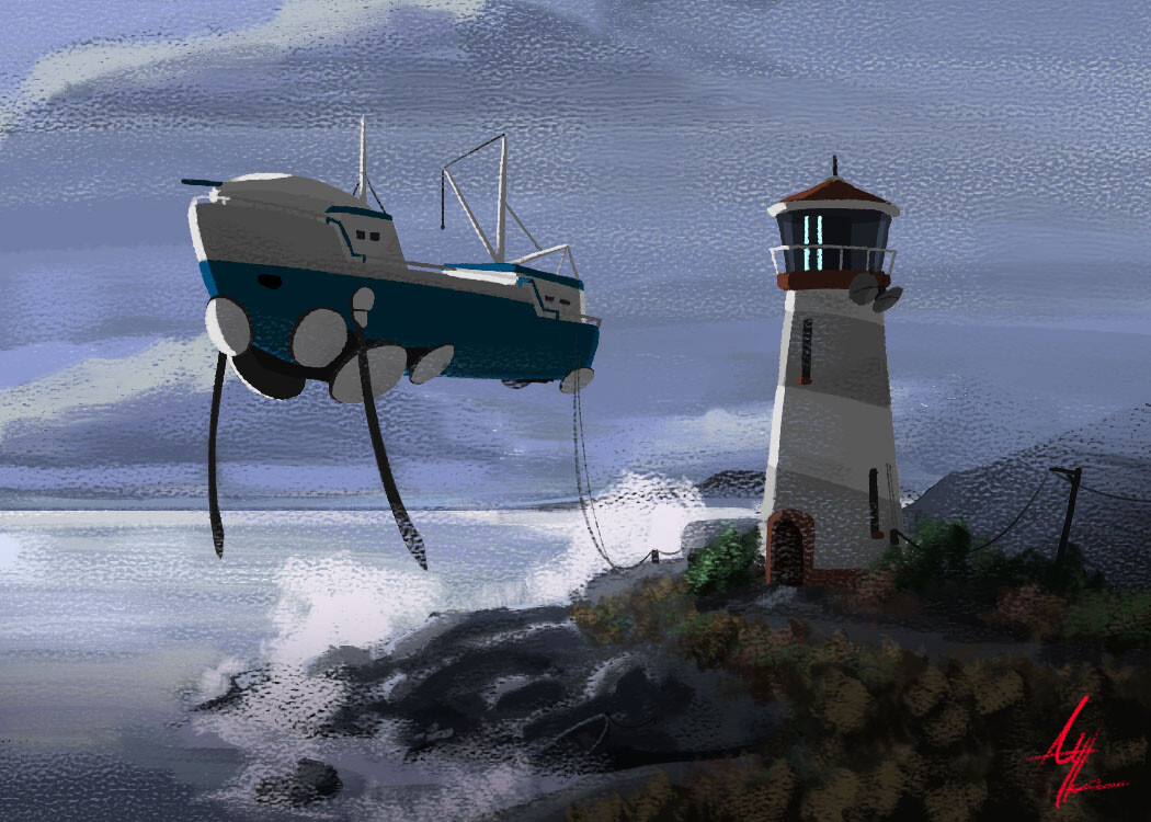 ArtStation - Lighthouse and Fishing Boat