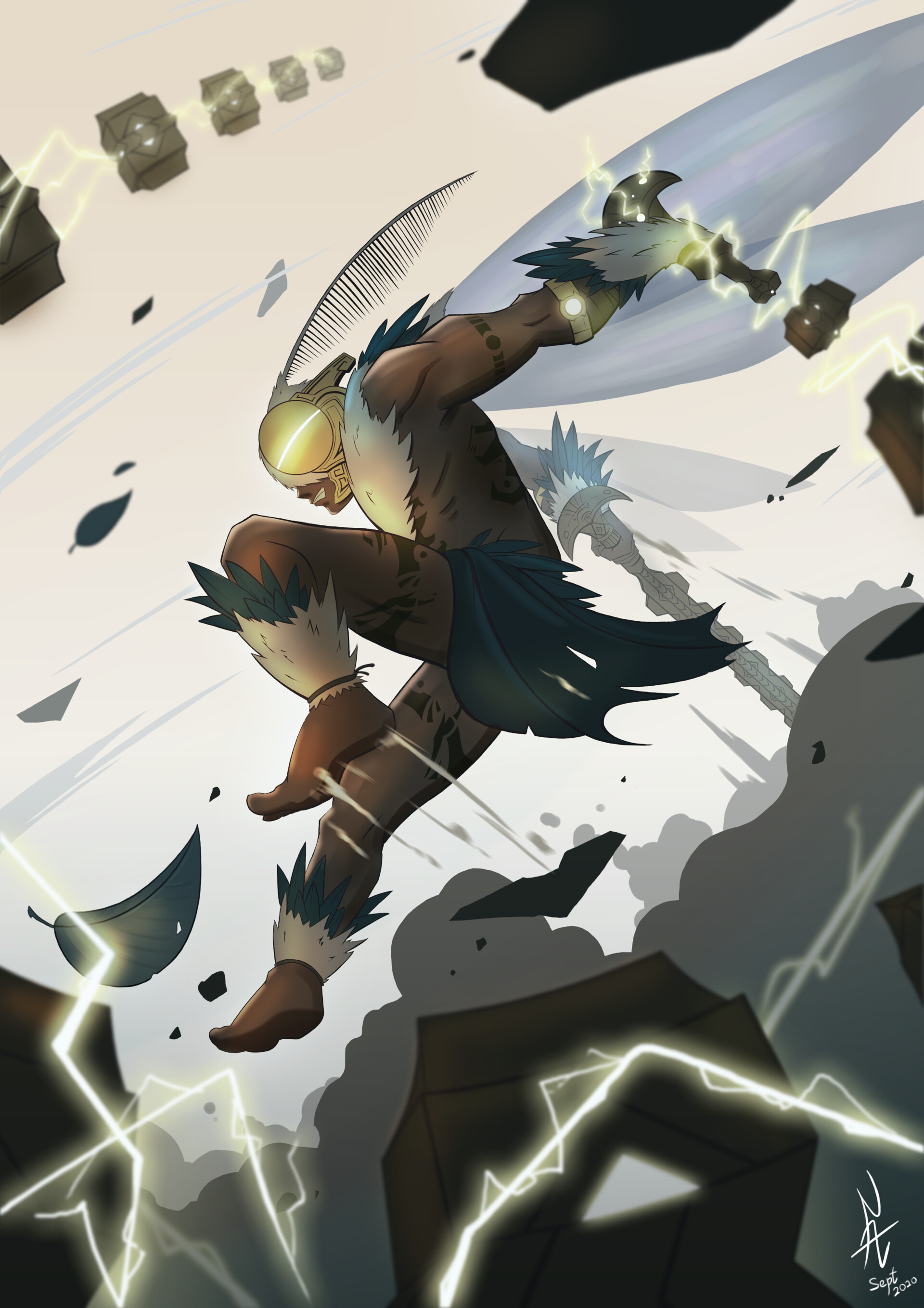 ArtStation - Lightning Moth Warrior