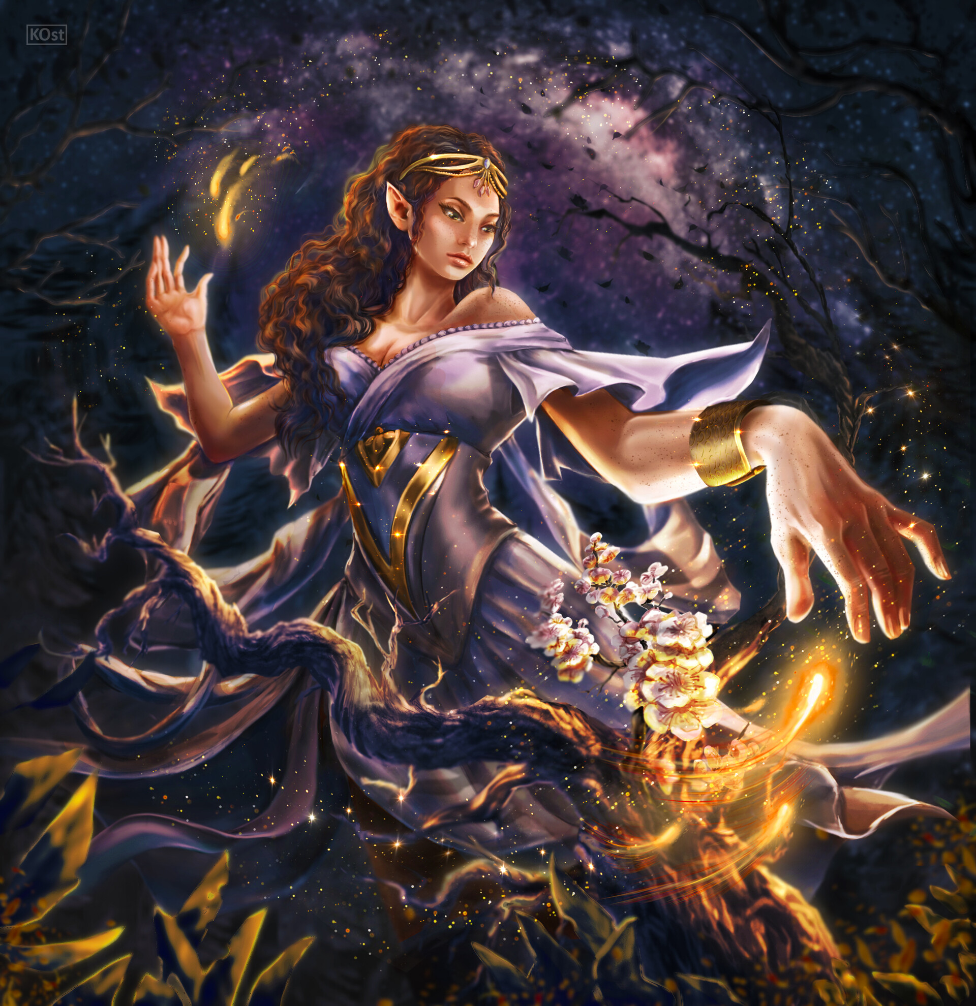 ArtStation - The elf mage and blossom