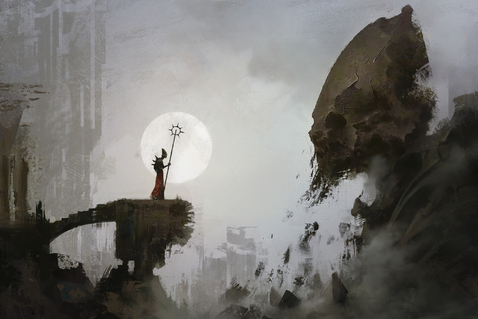 ArtStation - A man with a stick and an alien dude thing