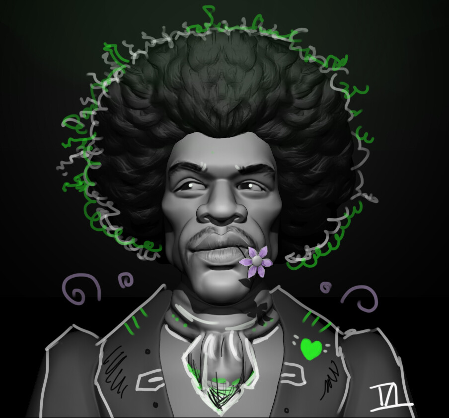 ArtStation - Jimi Hendrix cartoon