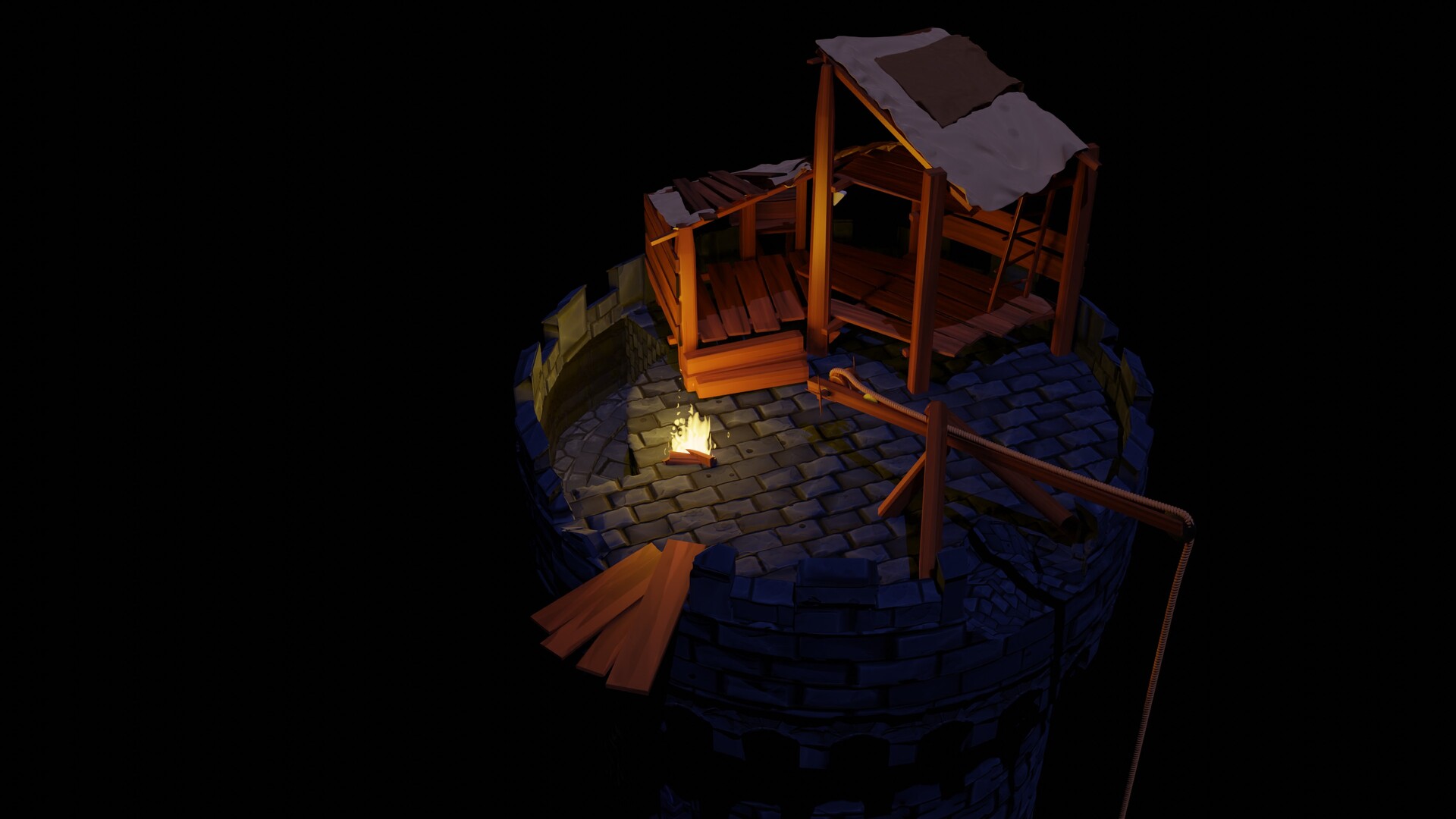 ArtStation - Campfire on a medieval tower