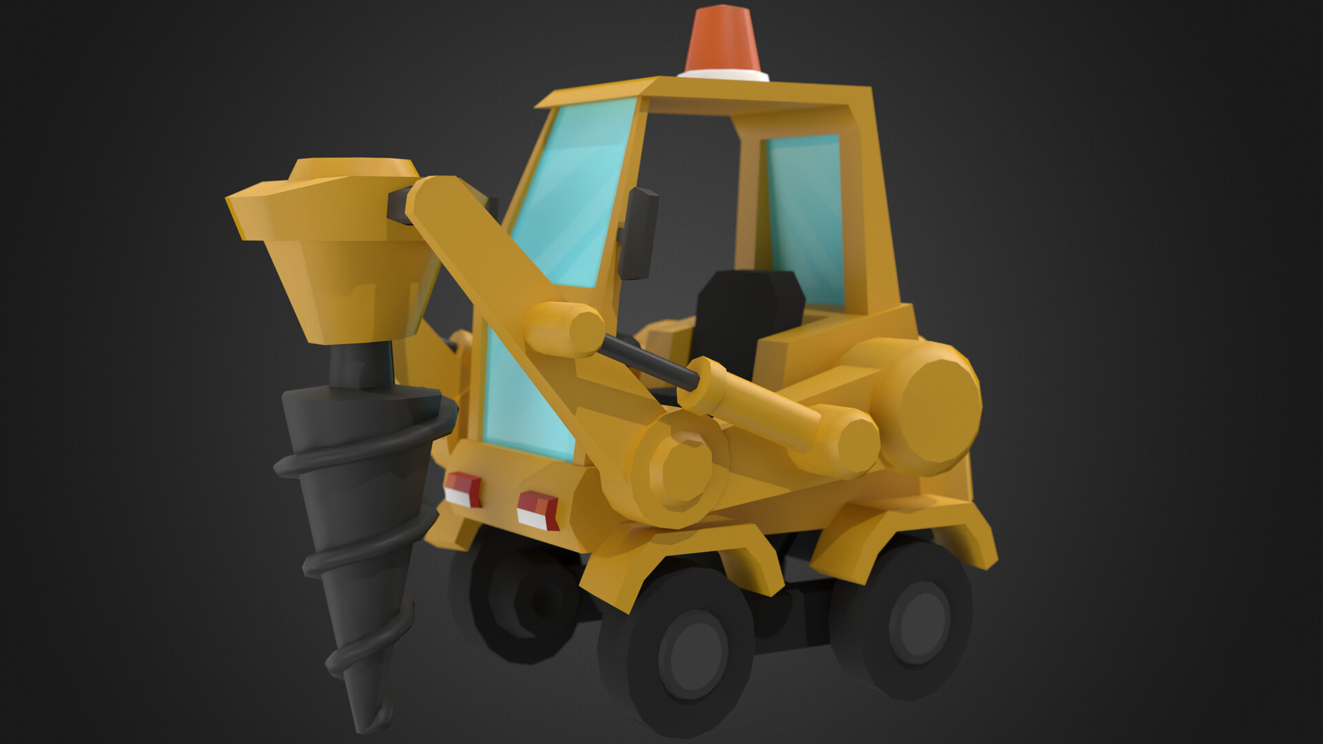 ArtStation - Cartoon Post Hole Digger Drill Low-poly 3D model
