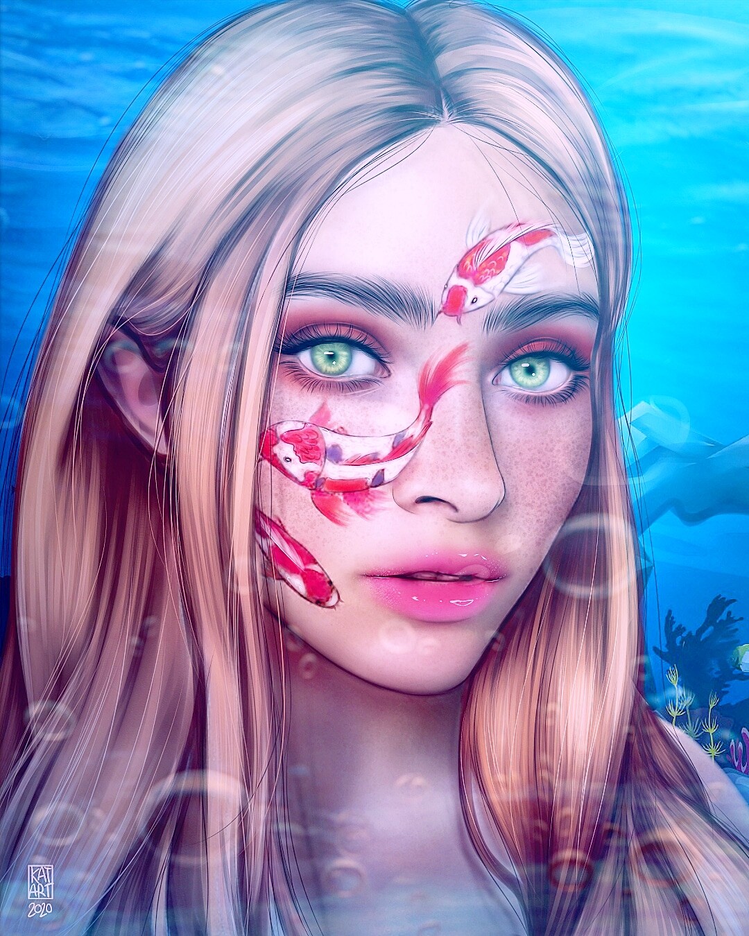 ArtStation - Koi fish girl