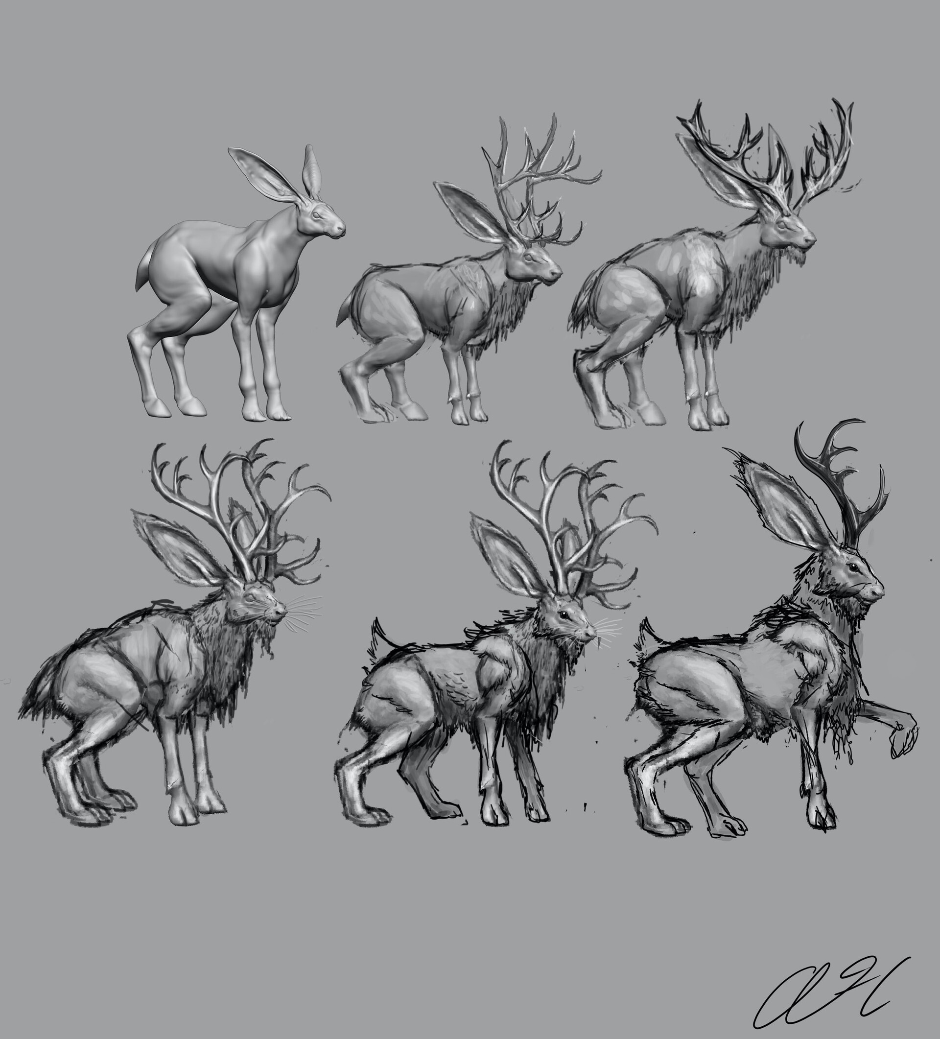 Adam Hulbert - Jackalope King anatomy and concept art