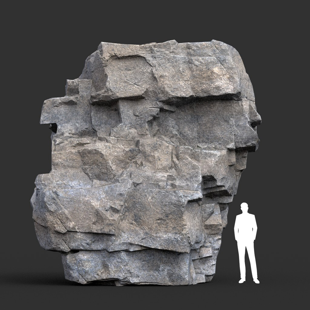 3D Models by 3D Landscape - Low poly Gray Granite Rock 01 200101 Pack B