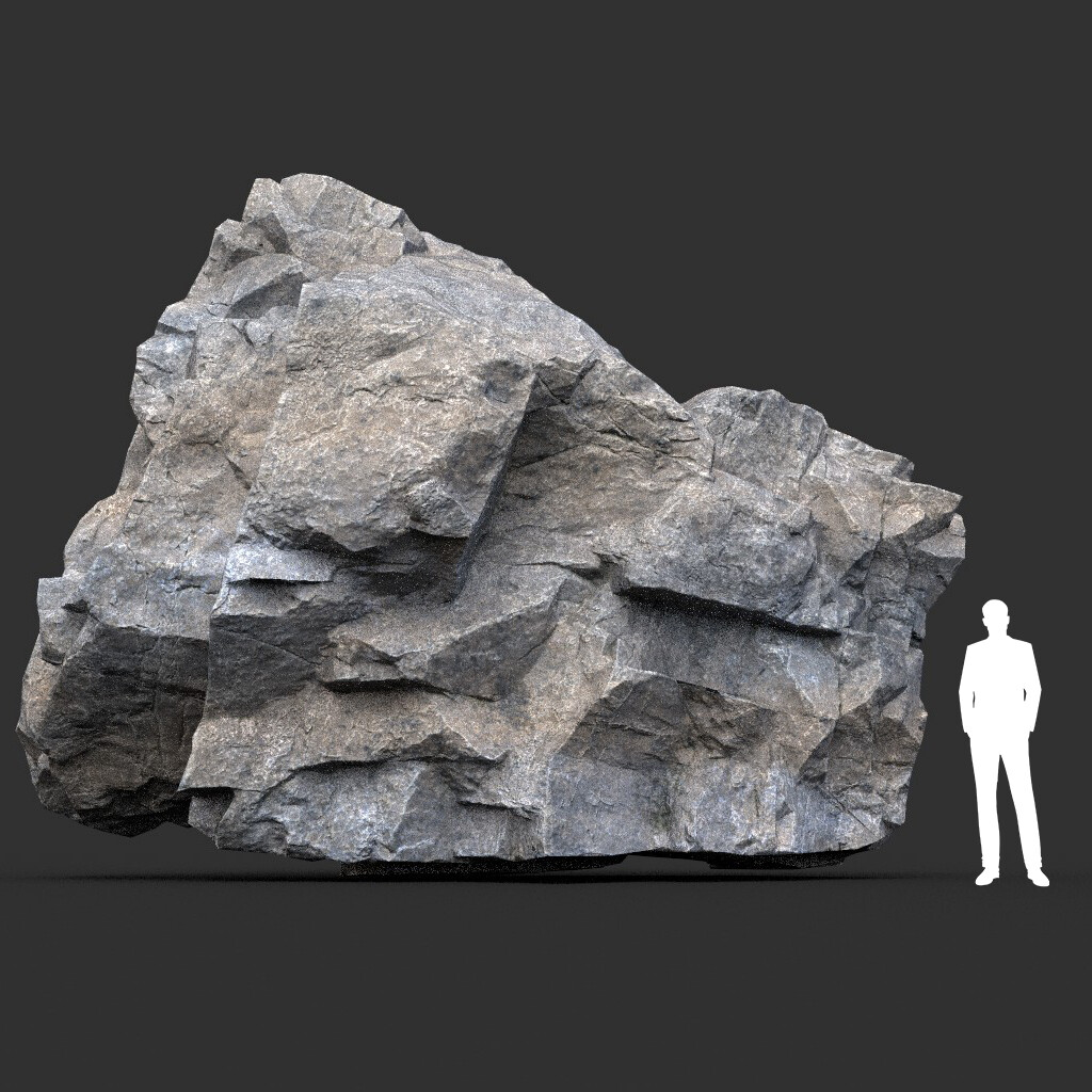 3D Models by 3D Landscape - Low poly Gray Granite Rock 01 200101 Pack B
