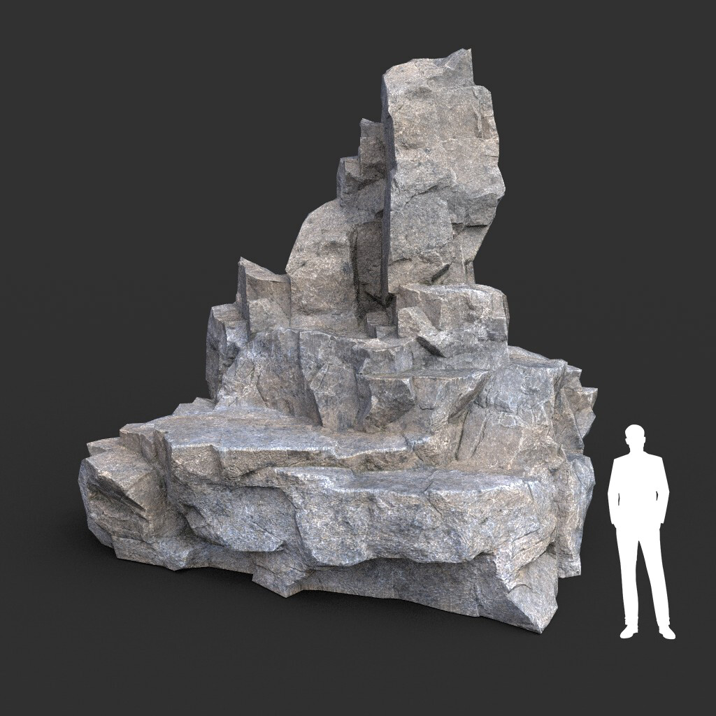 3D Models by 3D Landscape - Low poly Gray Granite Rock 01 200101 Pack B