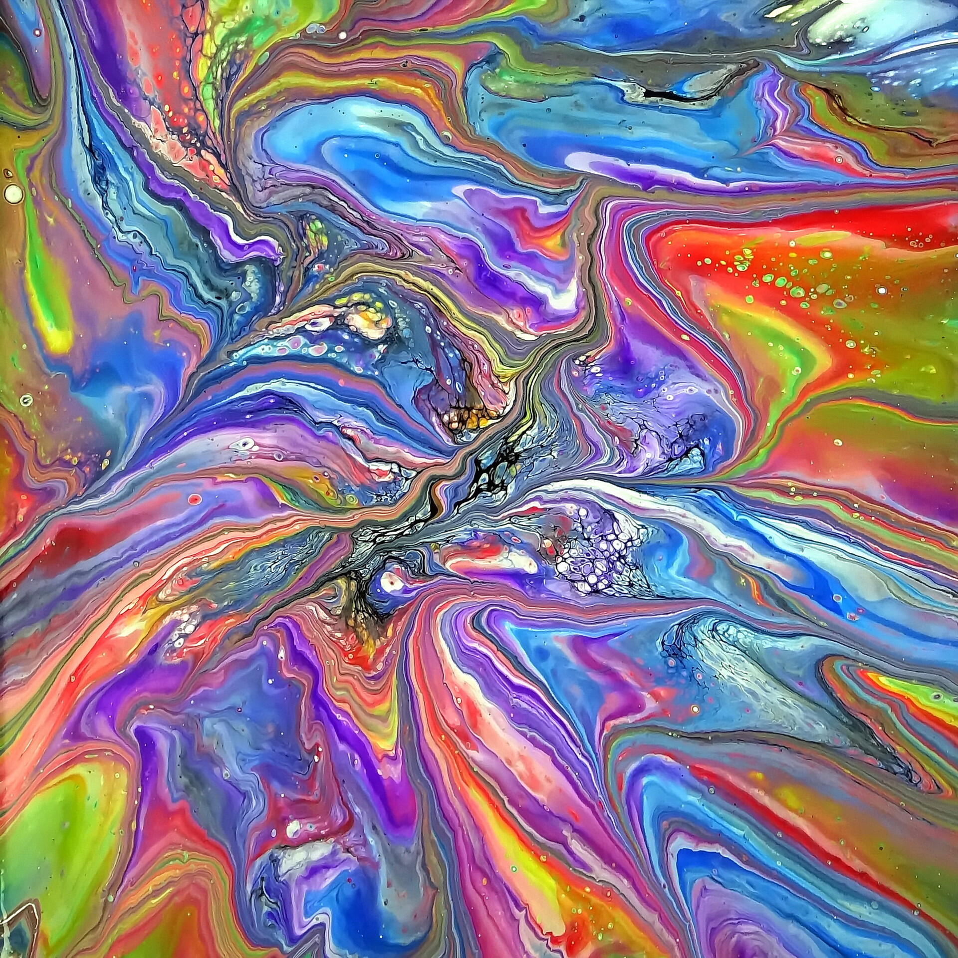 Fiona Art - Rainbow land 🌈 ~ Acrylic pour painting ~ Wrecked bloom ...