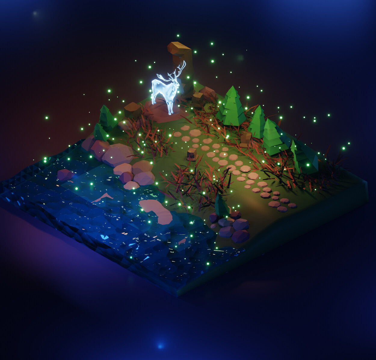 ArtStation - Raindeer Forest Low Poly