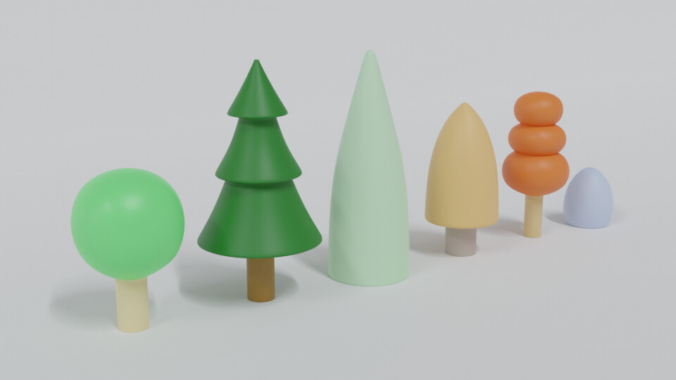 chroma 3D - Low Poly Cartoon Tree Toys