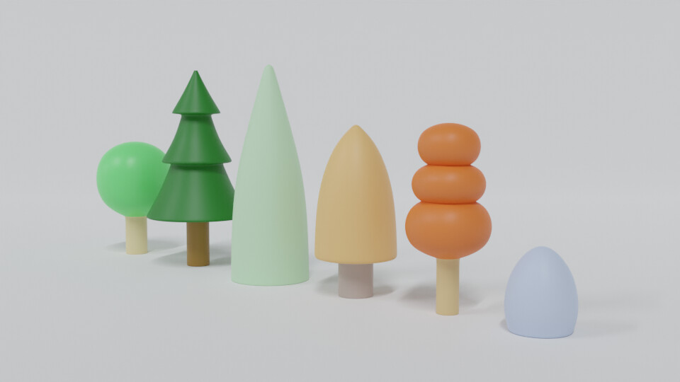 chroma 3D - Low Poly Cartoon Tree Toys