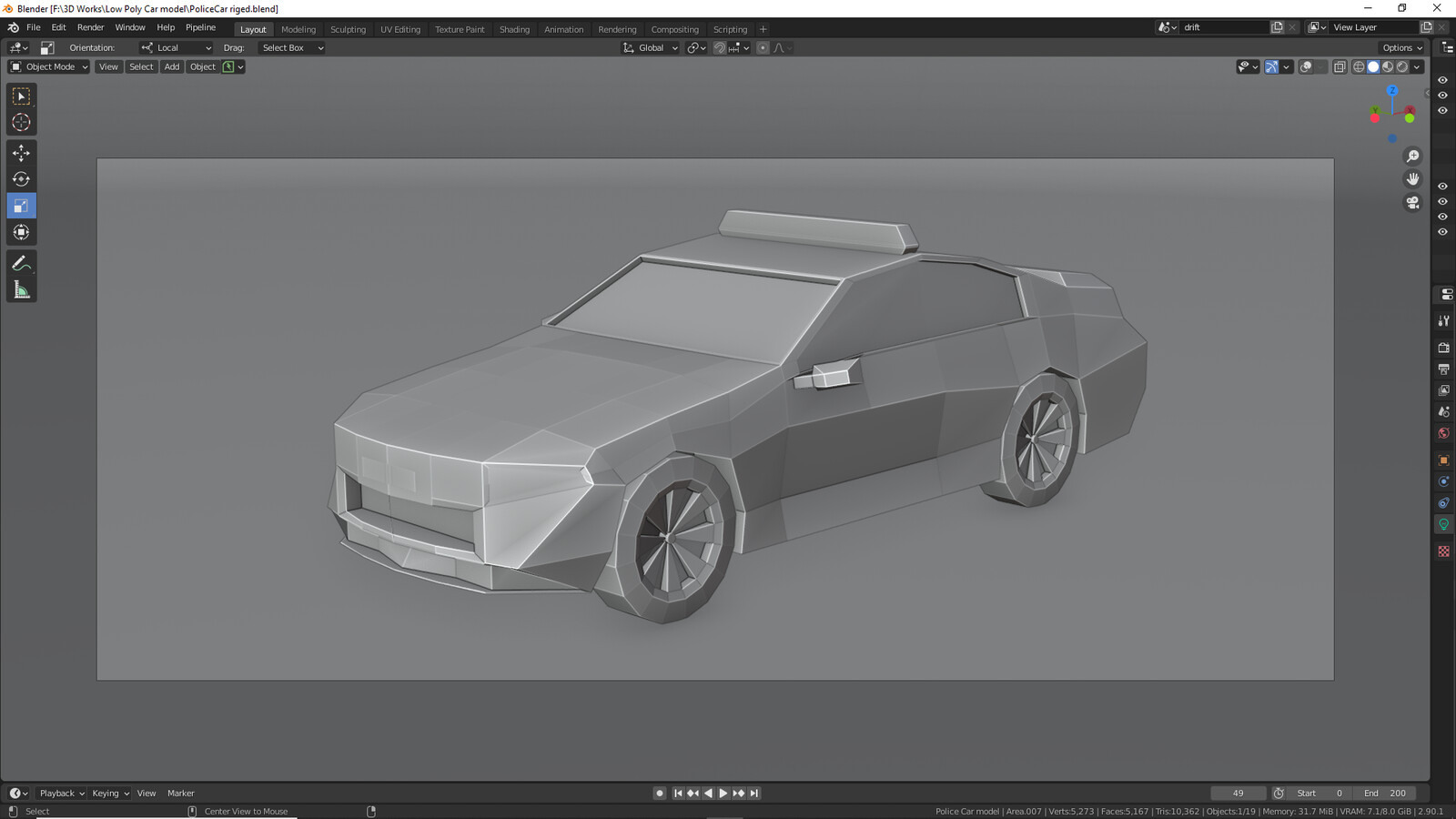 Guruprakash P - Low poly car model - Blender