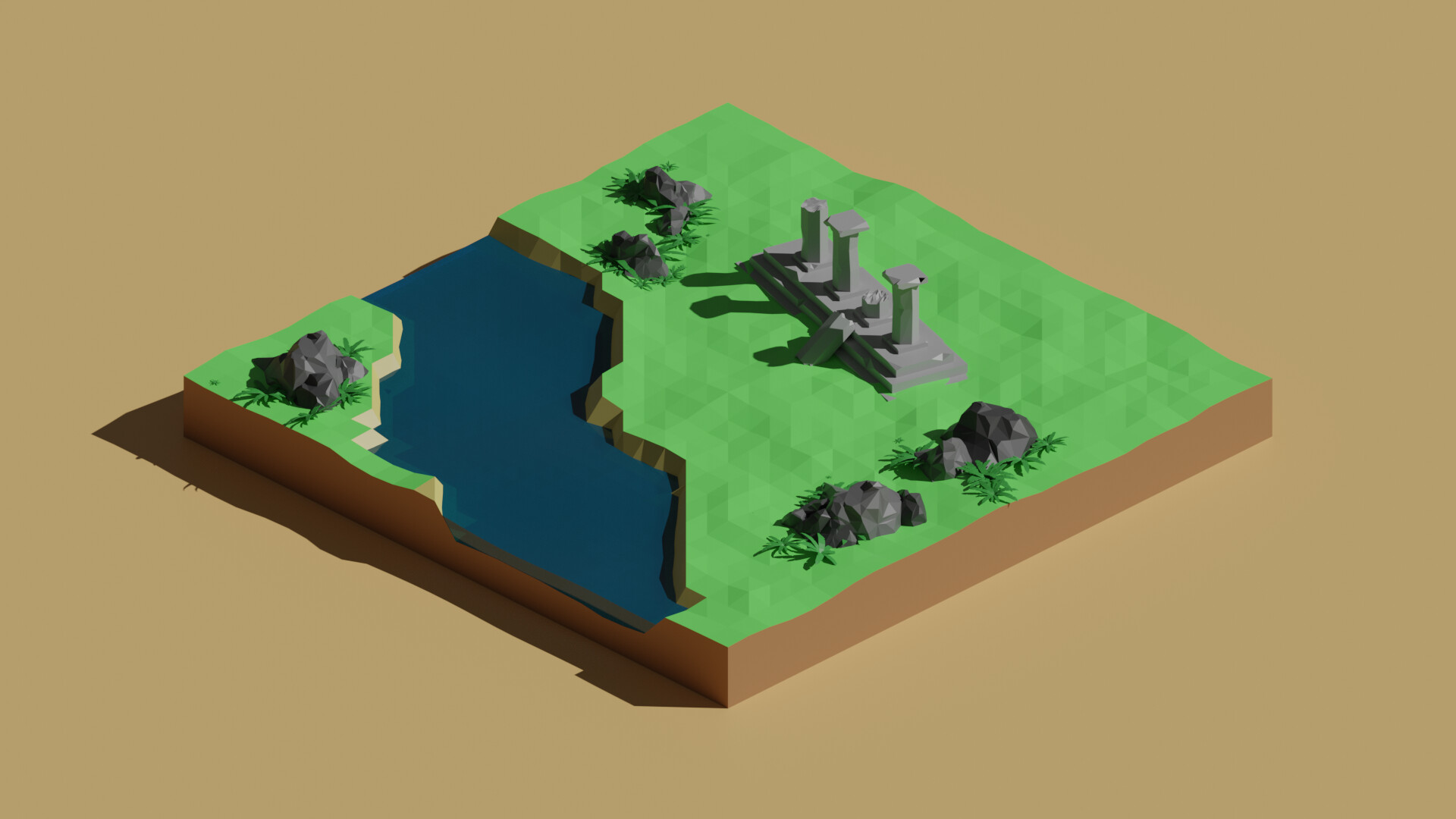 ArtStation - Low Poly River Landscape