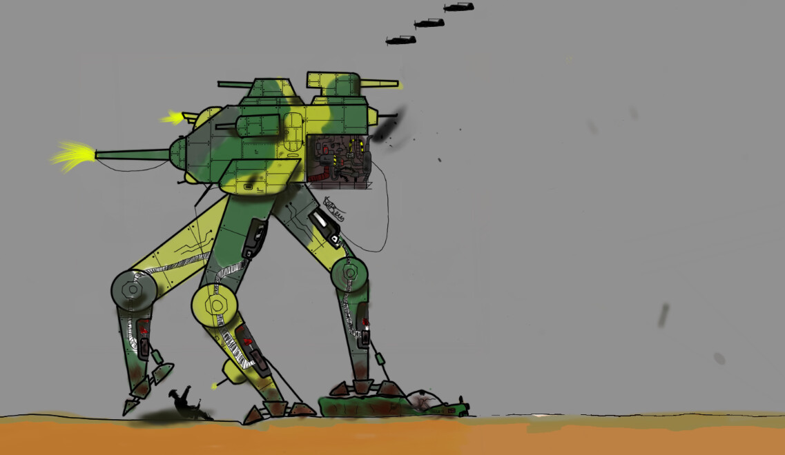 ArtStation - German Mecha Makes its way through the British Countryside