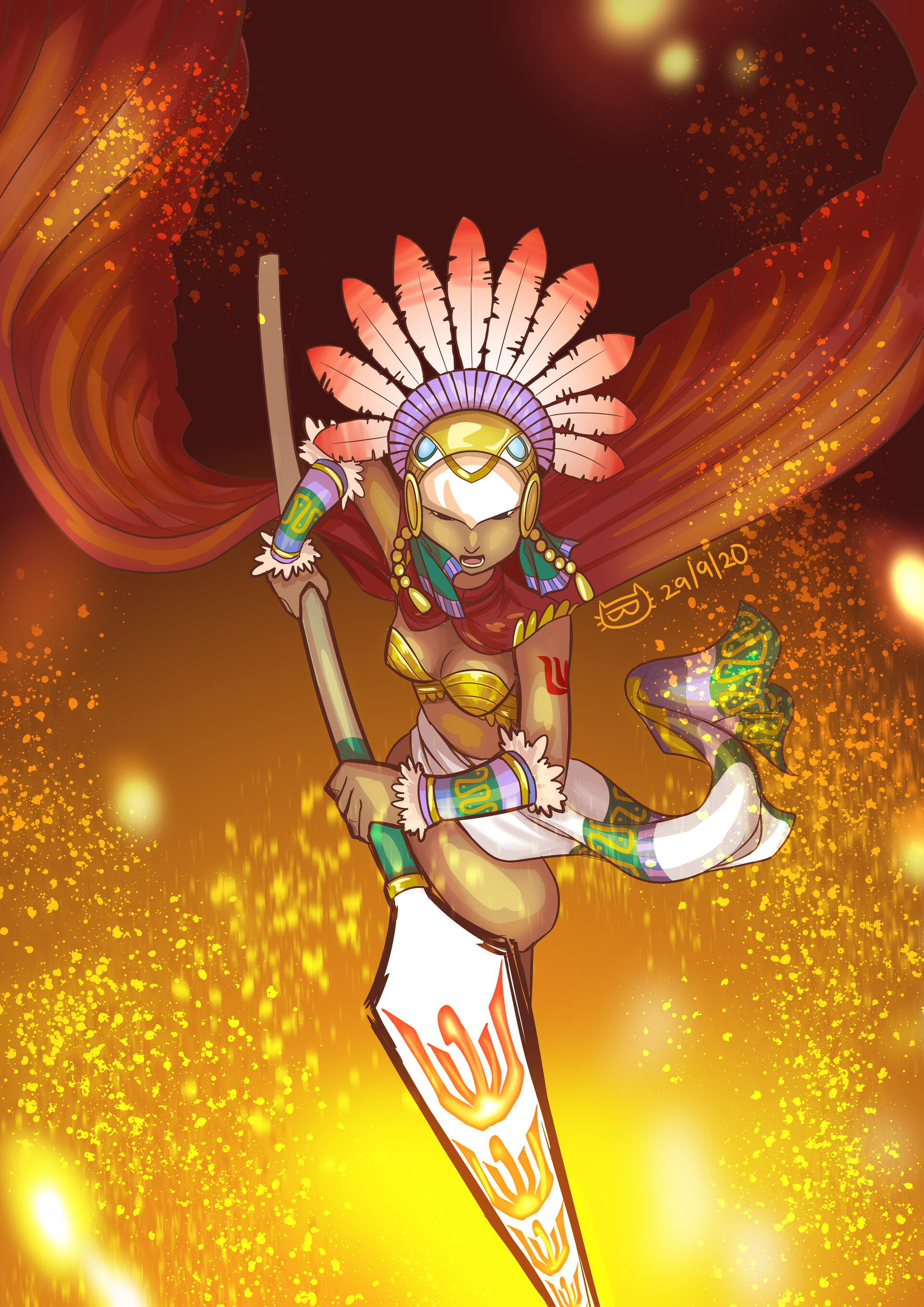 ArtStation - CDC-Aztec Warrior-the female warrior of undead bird