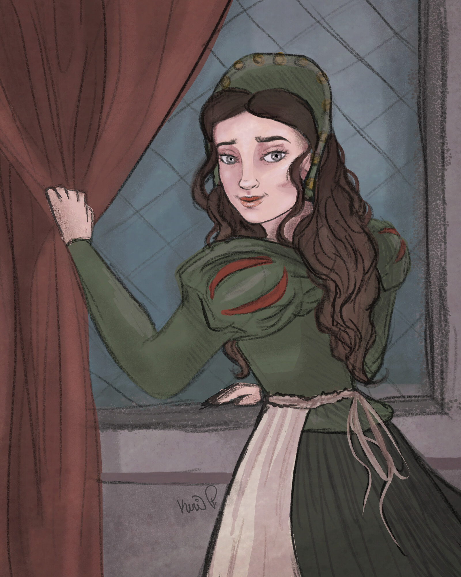 ArtStation - Tudor Woman at Window