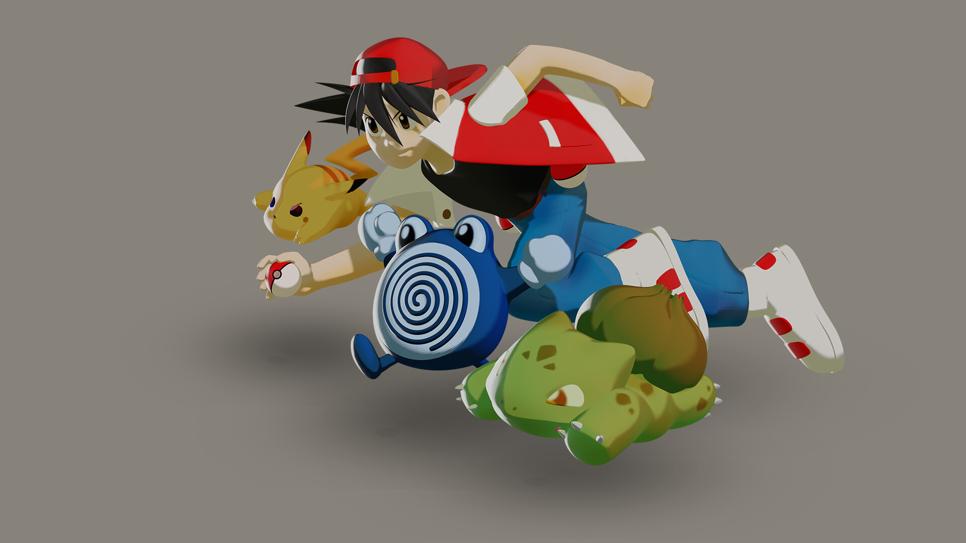 ArtStation - Pokémon Adventures_Red with his partner： Poliwhirl ...