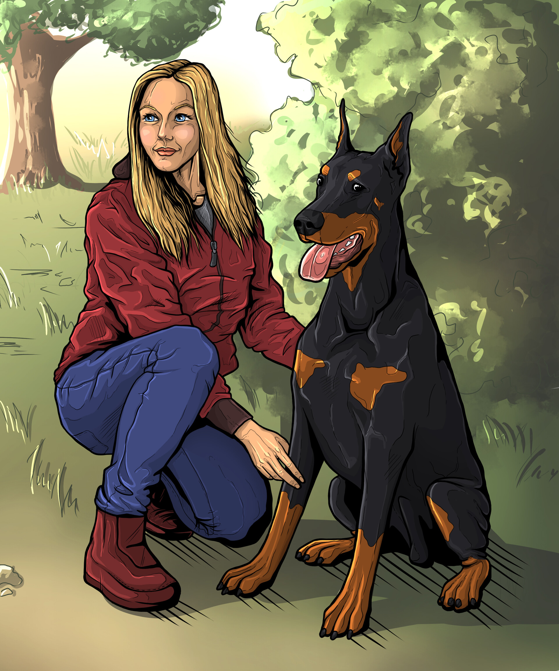 ArtStation - Comic art of cute dog and it's owner