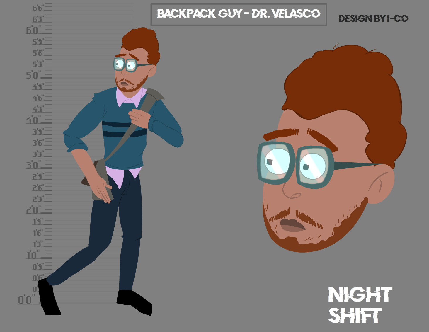 ArtStation - NIGHT SHIFT - Character Design [Backpack Guy - Dr. Velasco]