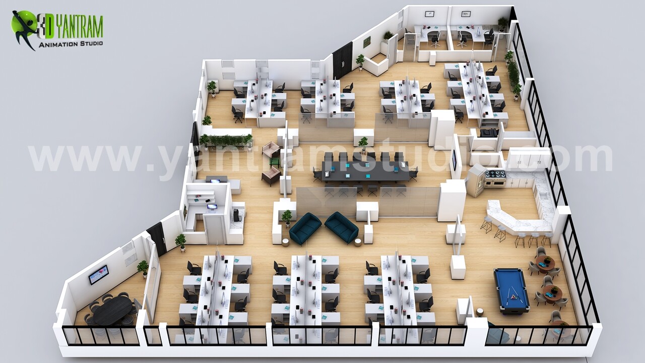 Yantram Architectural Design Studio - 3D Commercial Office Floor Plan ...